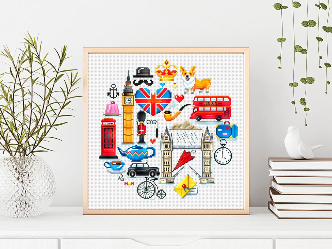 England Cross Stitch Pattern Download PDF United Kingdom Pattern Round ...