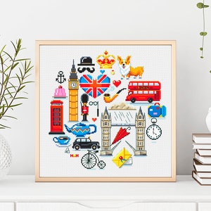 England Cross Stitch Pattern Download PDF United Kingdom Pattern Round ...