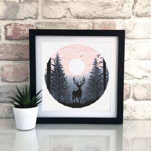 Nature Landscape Cross Stitch Pattern PDF Download Deer Cross Stitch ...