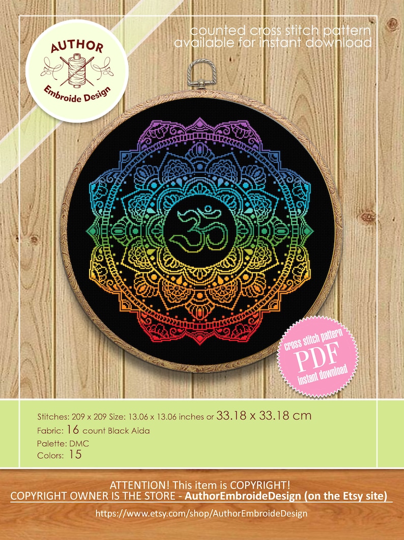 Mandala Om Cross Stitch Pattern Download PDF Meditation Yoga Cross ...