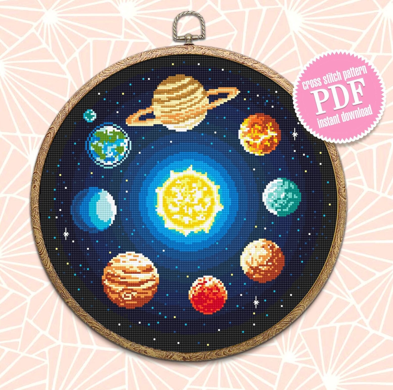 Solar System Cross Stitch Pattern Download PDF Planets Cross Stitch ...