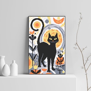 Boho Cat Cross Stitch Pattern PDF Download Boho Cross Stitch Chart ...