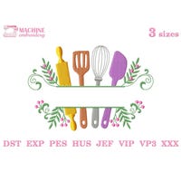 Kitchen Embroidery Design, Chef Hat and Vegetables Machine Embroidery ...