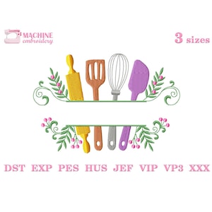 Kitchen Utensils Split Frame Machine Embroidery Design 3 Sizes, Baking ...