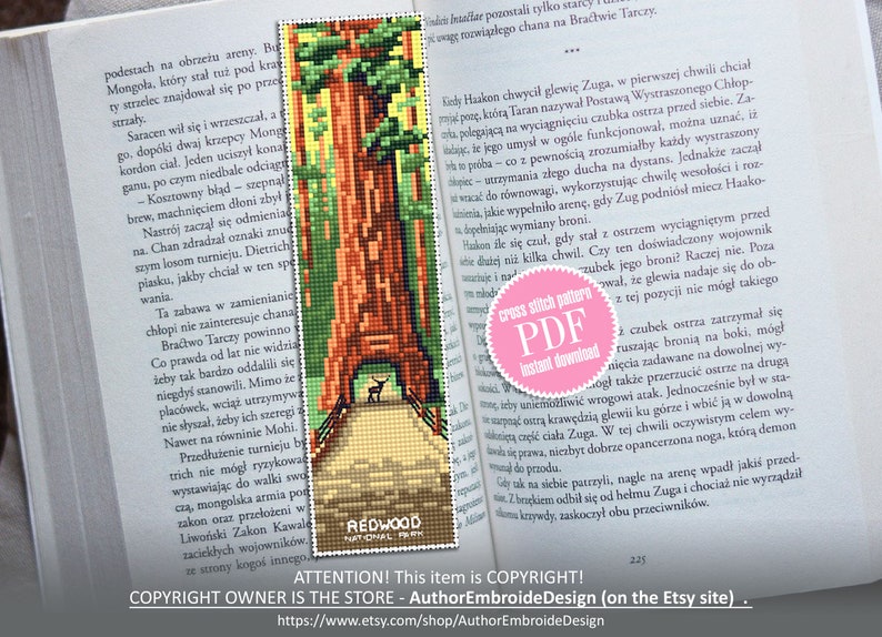 Redwood National Park Bookmark Cross Stitch Pattern PDF Download Nature ...