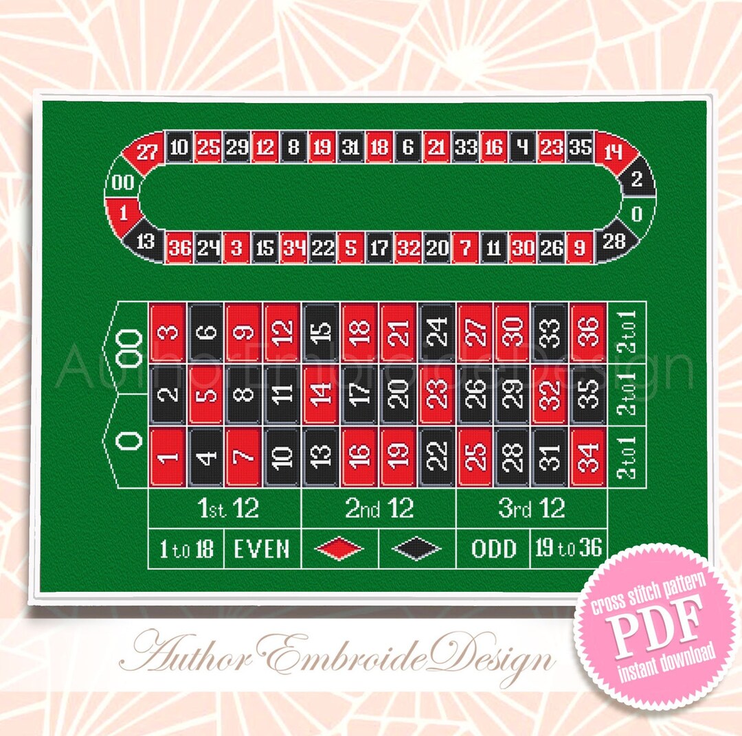 Card Game Playmat Cross Stitch Pattern PDF Download Roulette Table ...