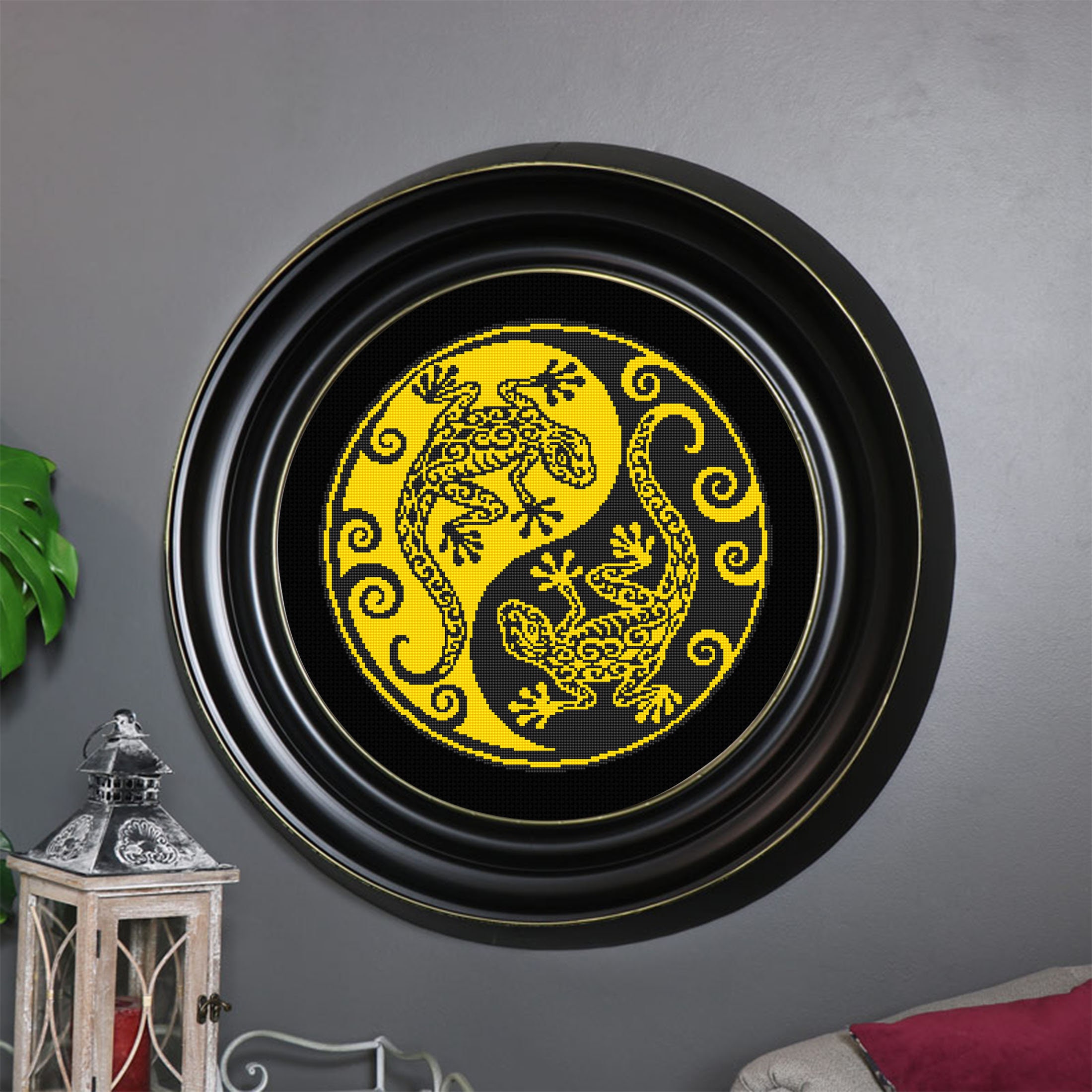 Lizard Yin Yang Cross Stitch Pattern Download PDF Salamander - Etsy