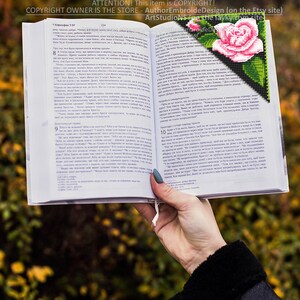 Corner Bookmark Cross Stitch Pattern PDF Download Pink Rose Cross ...