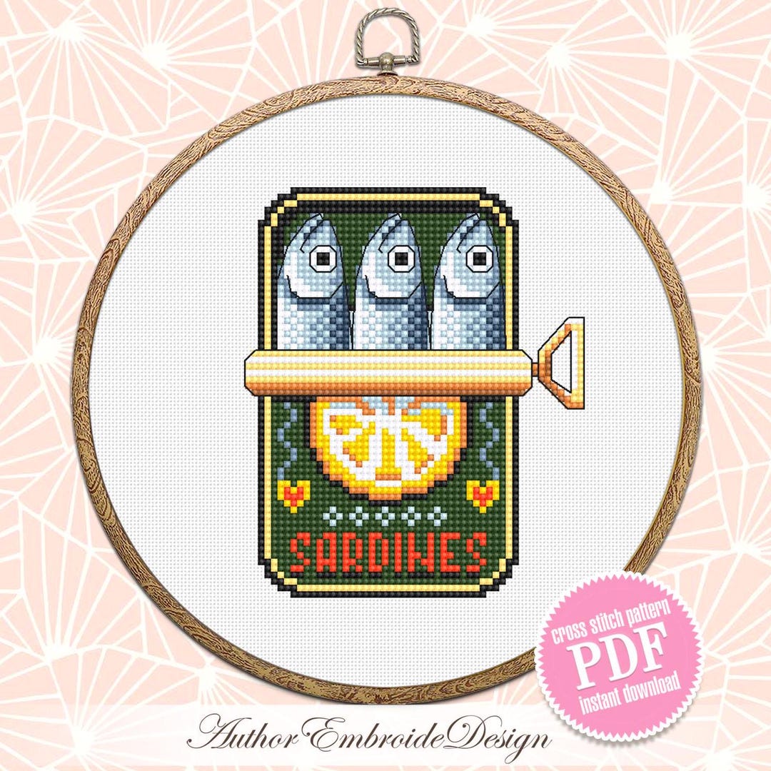 Sardines in a Can Cross Stitch Pattern PDF Download Tinned Sardines ...