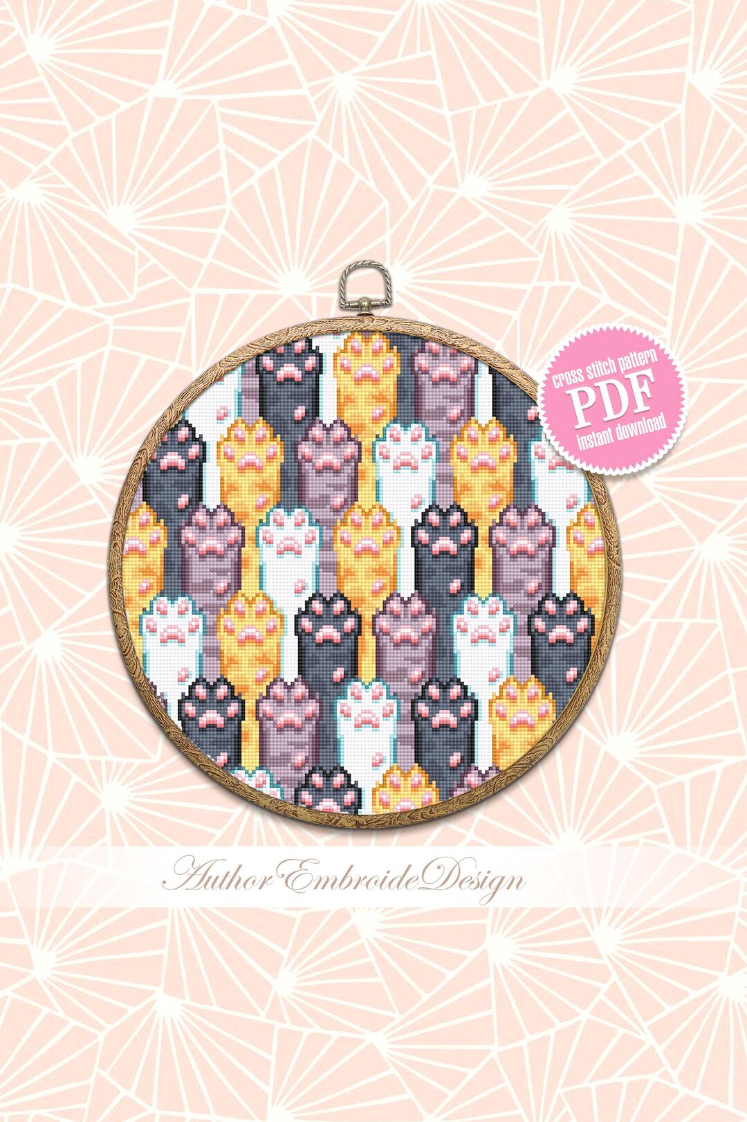 Funny Cat Paws Cross Stitch Pattern PDF Download Cute Cat - Etsy