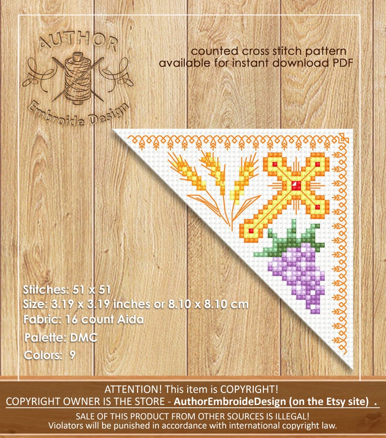 Corner Bookmark Cross Stitch Pattern PDF Download Simple Handmade ...