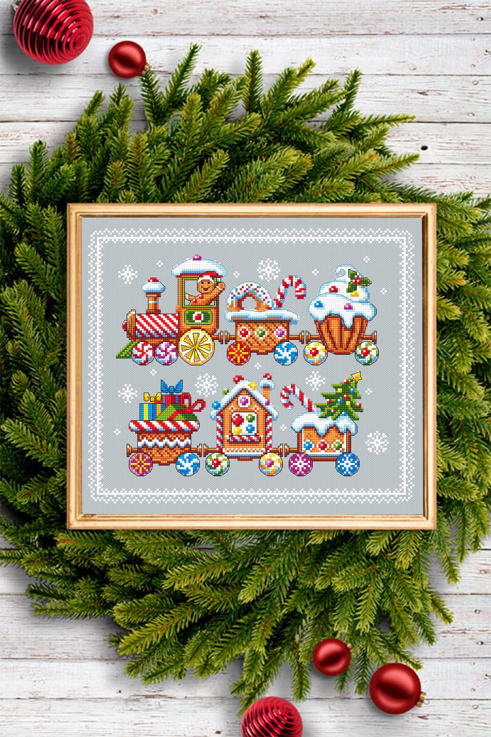 Christmas Gingerbread Cross Stitch Pattern Download PDF Christmas Train ...