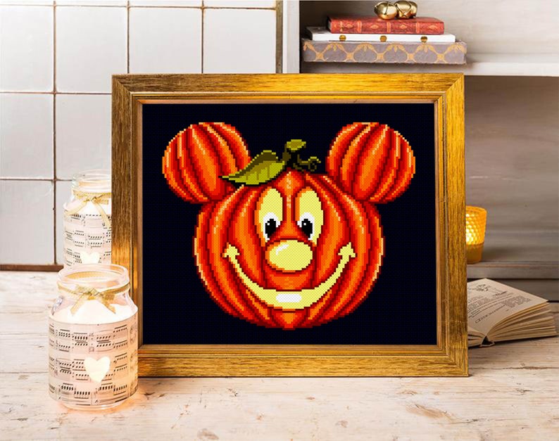 Halloween Pumpkin Cross Stitch Pattern Download PDF Cute Mouse - Etsy