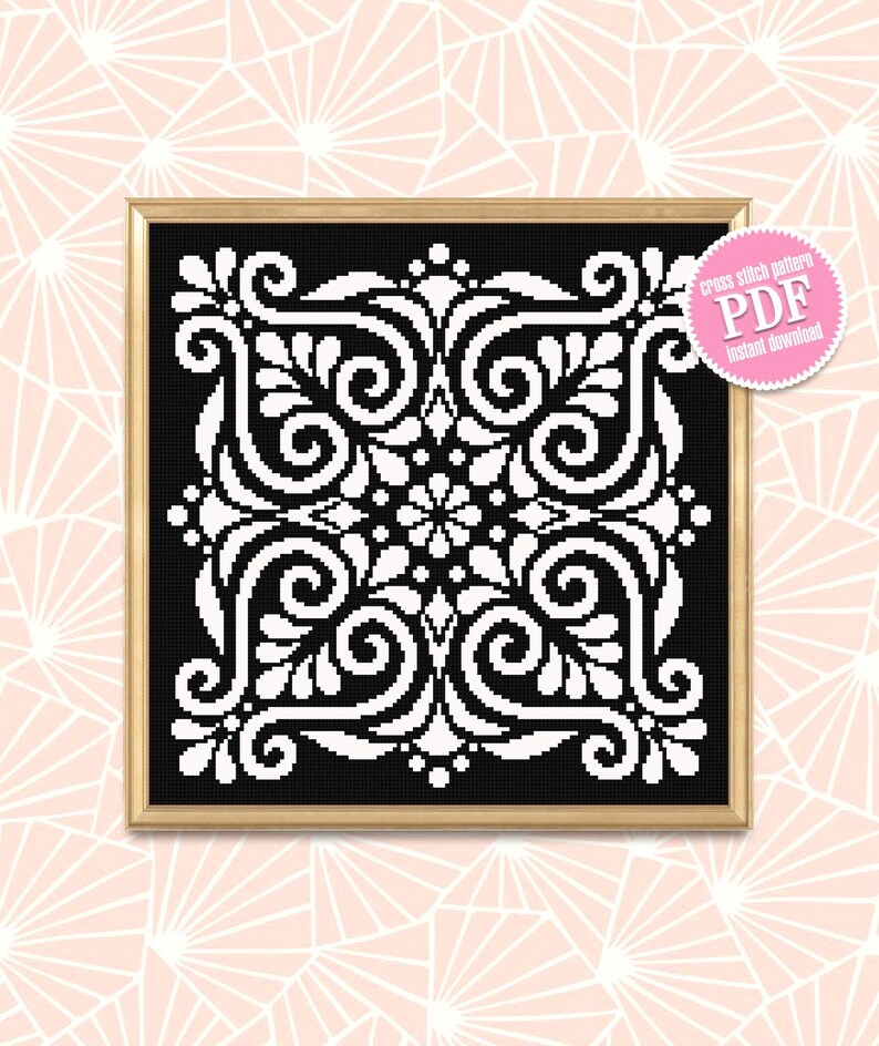 Square Mandala Cross Stitch Pattern Download PDF Modern - Etsy