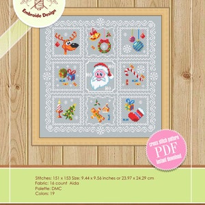 Christmas Sampler Cross Stitch Pattern Download PDF Christmas Pattern ...
