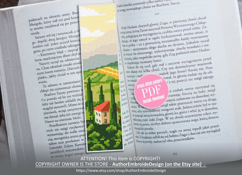 Bookmark Italy Cross Stitch Pattern Digital PDF Handmade - Etsy