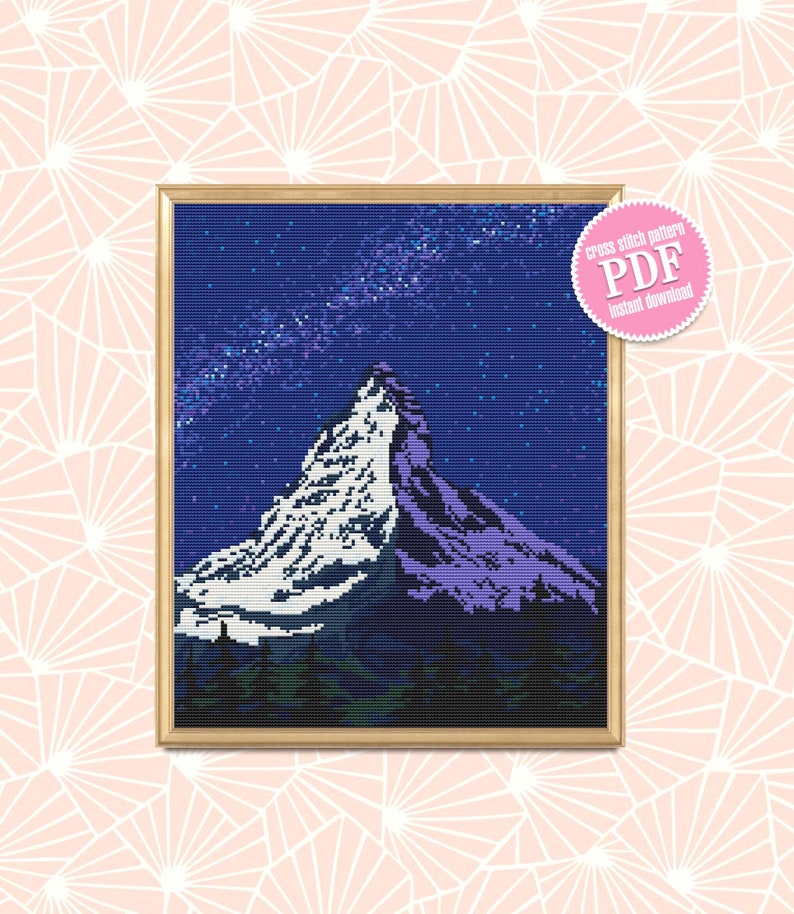 Mount Everest Cross Stitch Pattern Download PDF Mountain - Etsy