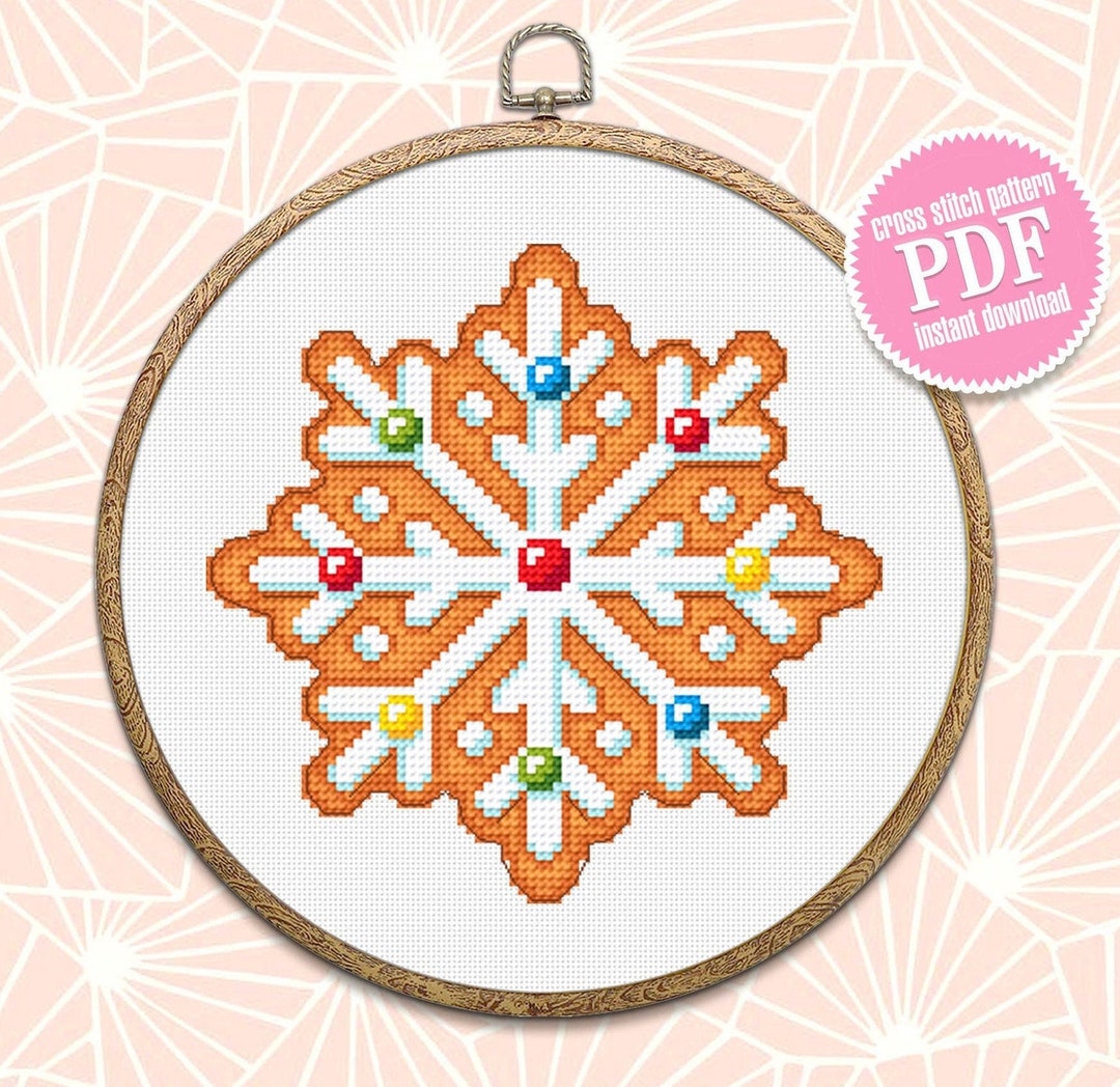Gingerbread Snowflake Cross Stitch Pattern Download PDF, Christmas ...