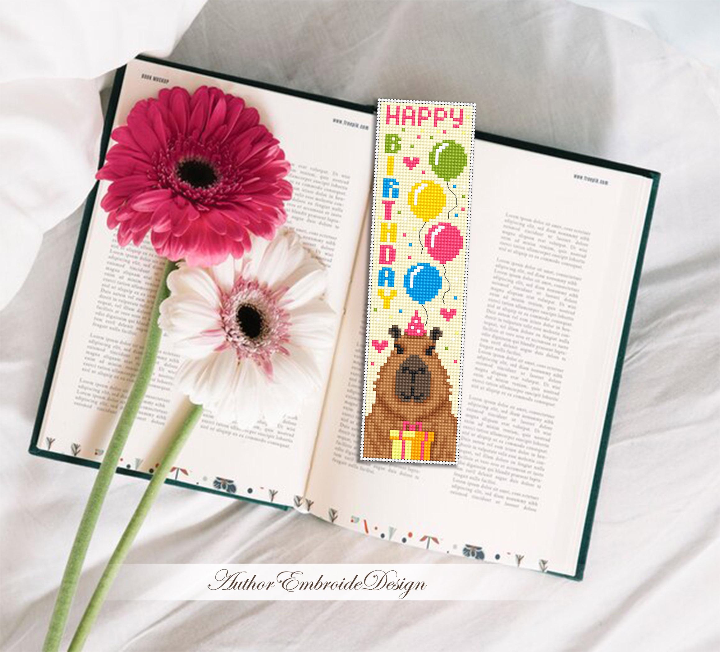 Birthday Bookmark Cross Stitch Pattern PDF Download Funny Capybara ...