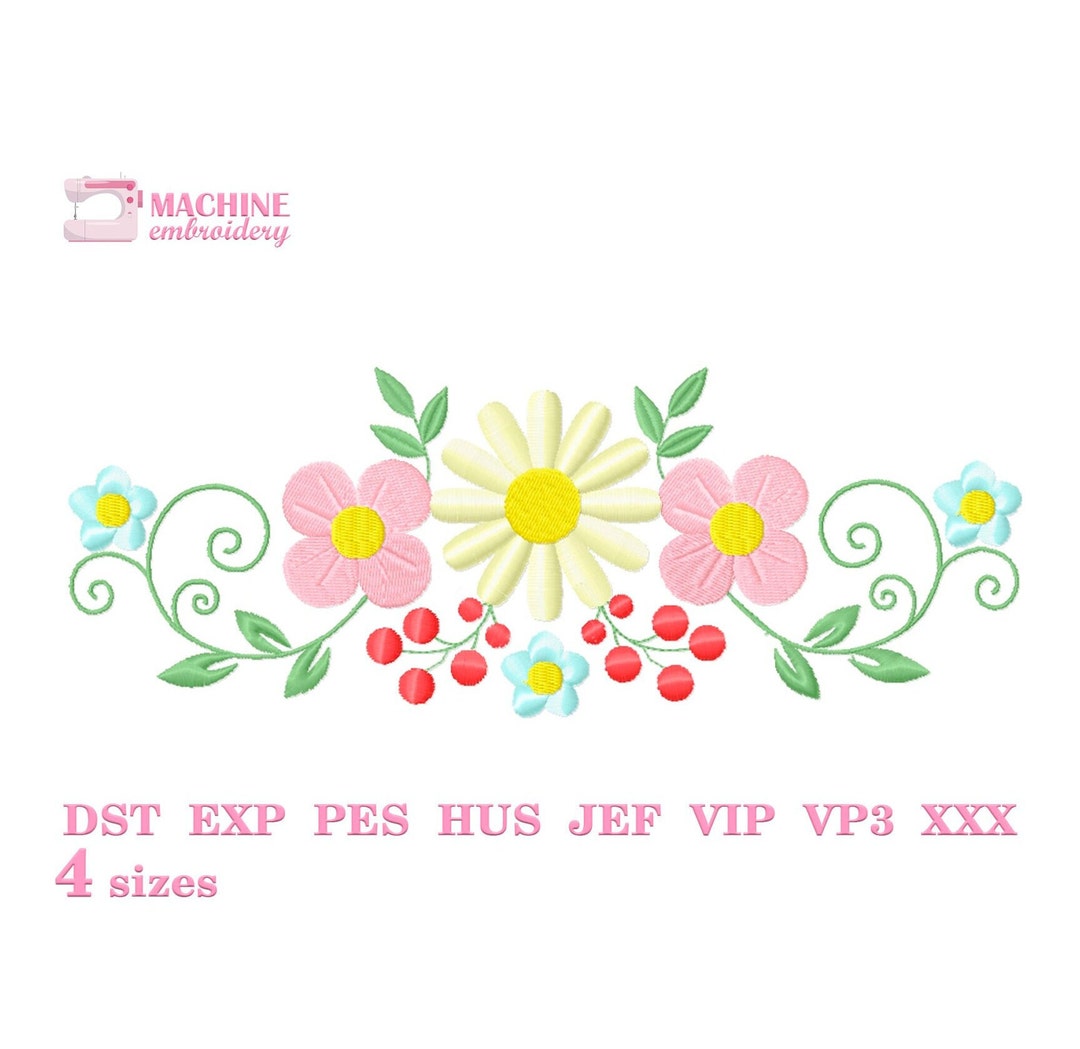 Flowers Embroidery Design Machine Embroidery Pattern 4 Sizes, Flower ...
