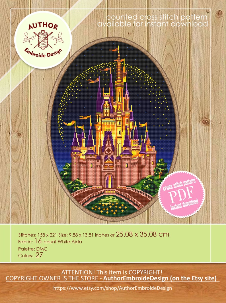 Cinderella Castle Cross Stitch Pattern Download PDF Magic Kingdom Cross ...