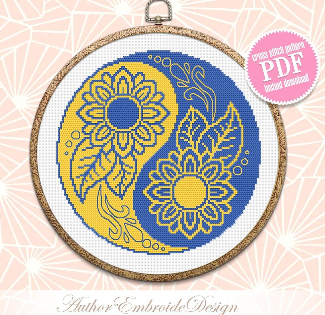 Yin Yang Mandala Cross Stitch Pattern Download PDF Ukraine Sunflower ...