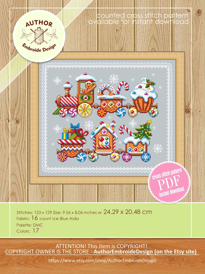 Christmas Gingerbread Cross Stitch Pattern Download PDF Christmas Train ...
