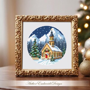 Christmas Church Cross Stitch Pattern PDF Download Winter Landscape ...