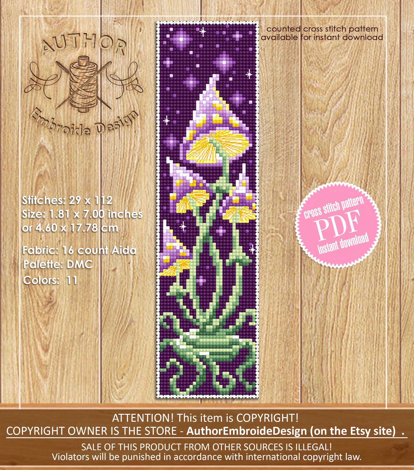 Mushroom Bookmark Set Cross Stitch Pattern PDF Download Magic Mushroom ...