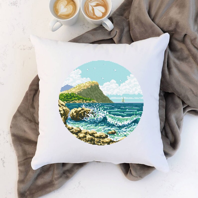 Sea Landscape Cross Stitch Pattern Download PDF Ocean Waves - Etsy