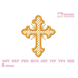 Religious Cross Embroidery Design Machine Embroidery Pattern 5 Sizes ...