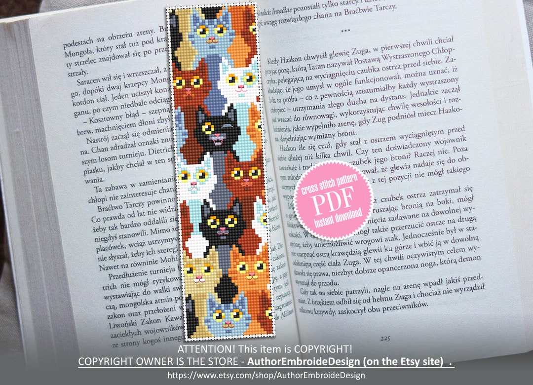 Cat Bookmark Cross Stitch Pattern PDF Download Funny Cats Cross Stitch ...