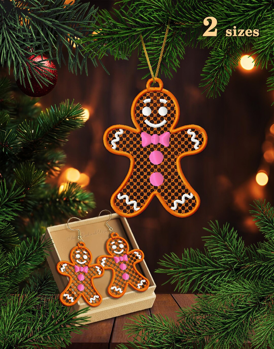 FSL Gingerbread Man Machine Embroidery Design - Earrings and Ornament ...