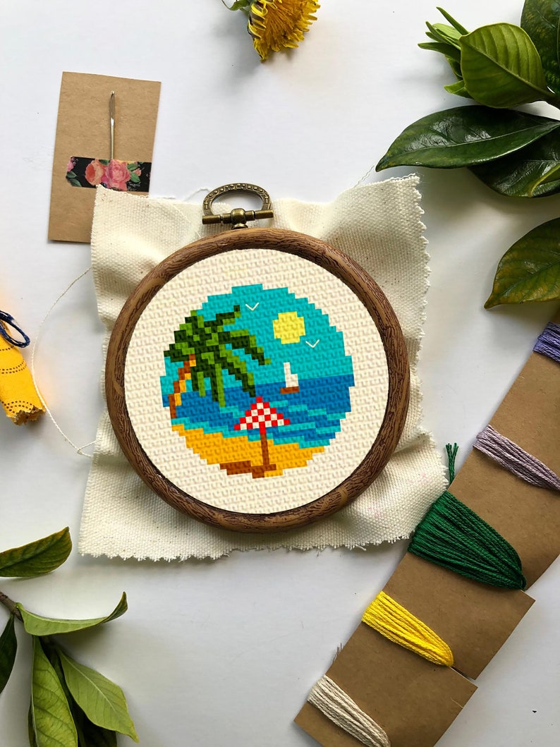Small Cross Stitch Pattern Download PDF Nature Palm Beach Mini ...