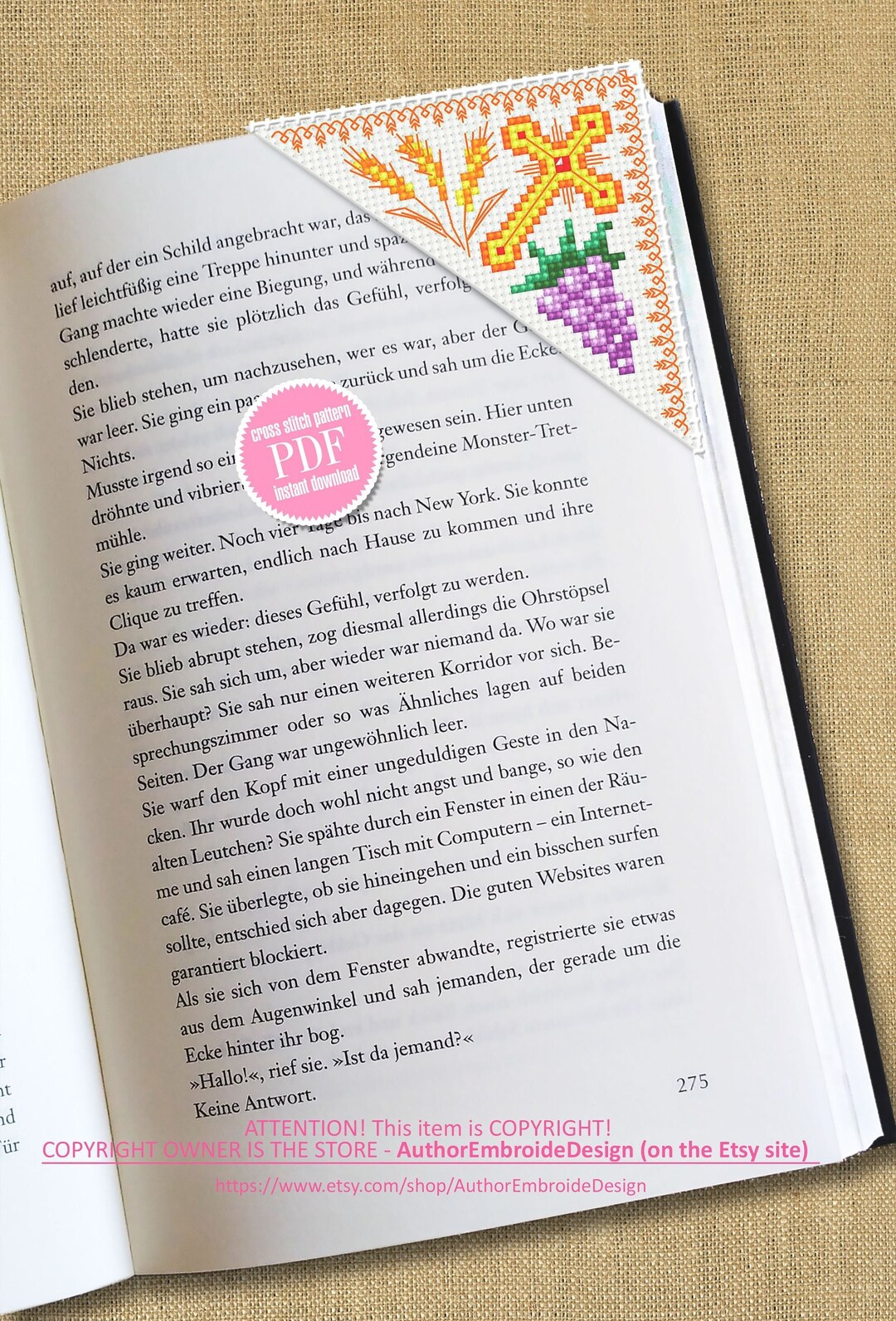 Corner Bookmark Cross Stitch Pattern PDF Download Simple Handmade ...