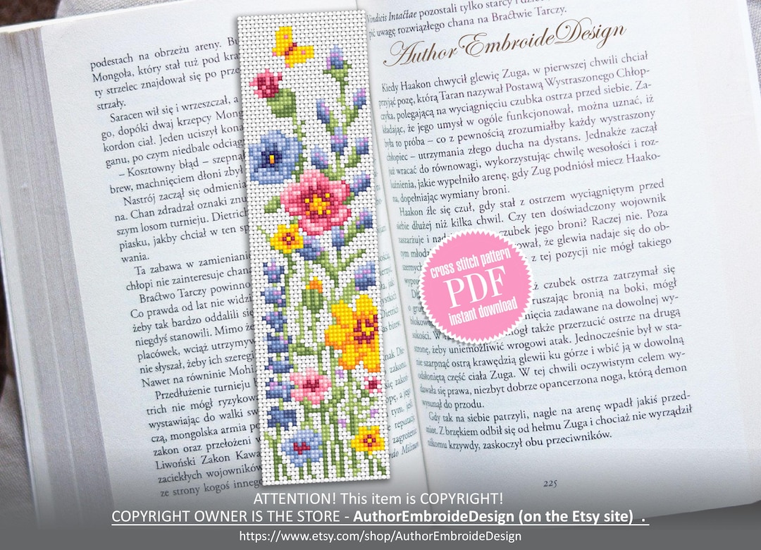 Flower Bookmark Cross Stitch Pattern PDF Download Wildflowers Cross ...