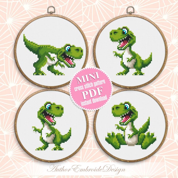 T Rex Cross Stitch - Etsy