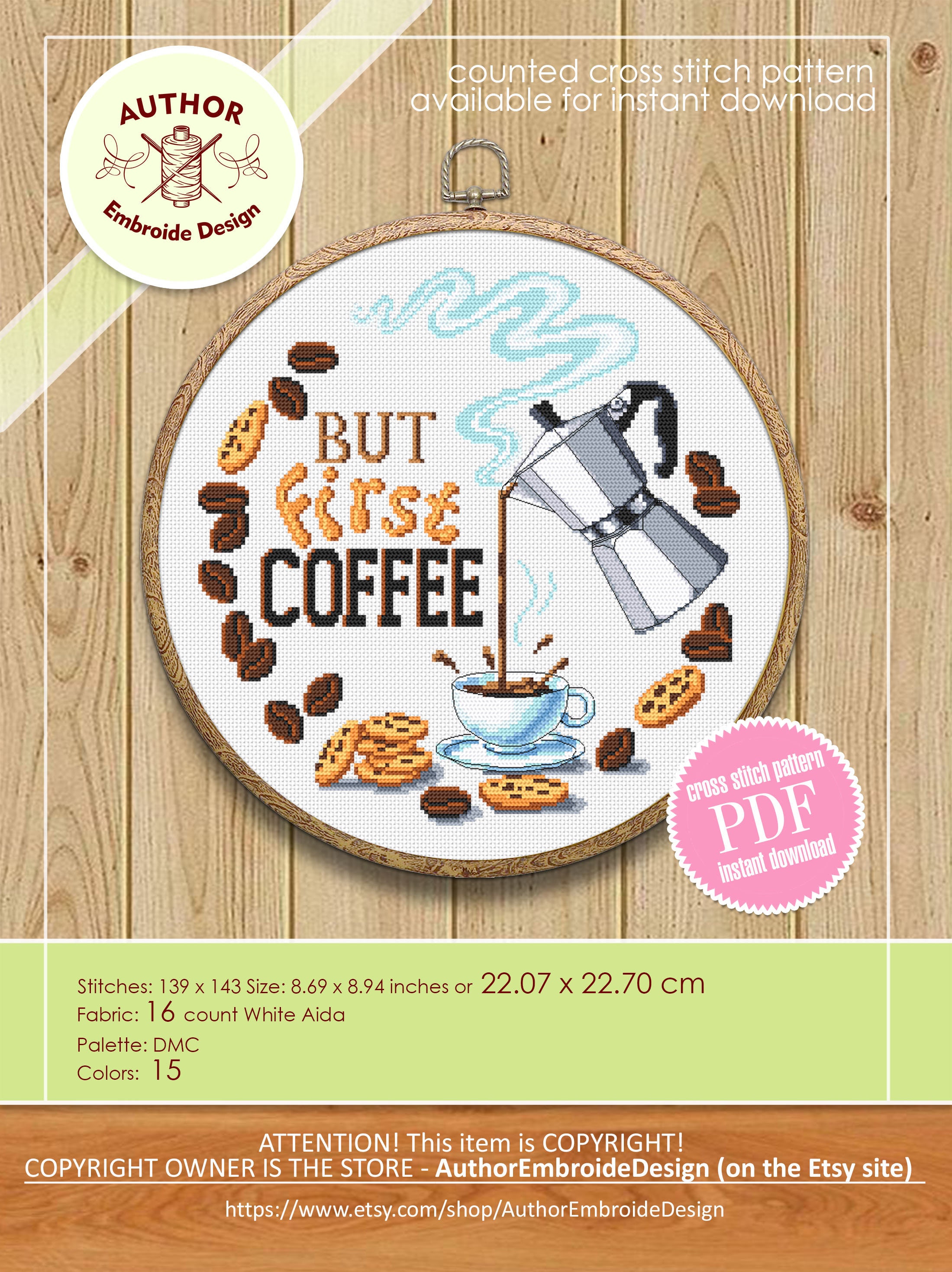 But First Coffee Cross Stitch Pattern Download PDF Coffee - Etsy