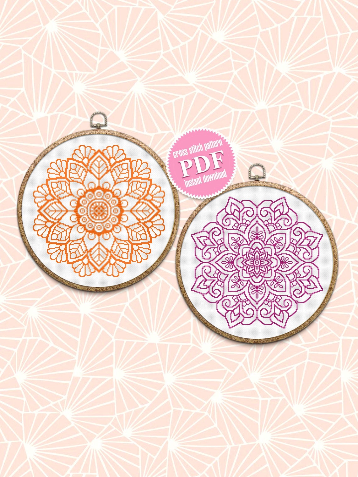Mandala Set Cross Stitch Pattern Download PDF Monochrome Mandala Cross ...