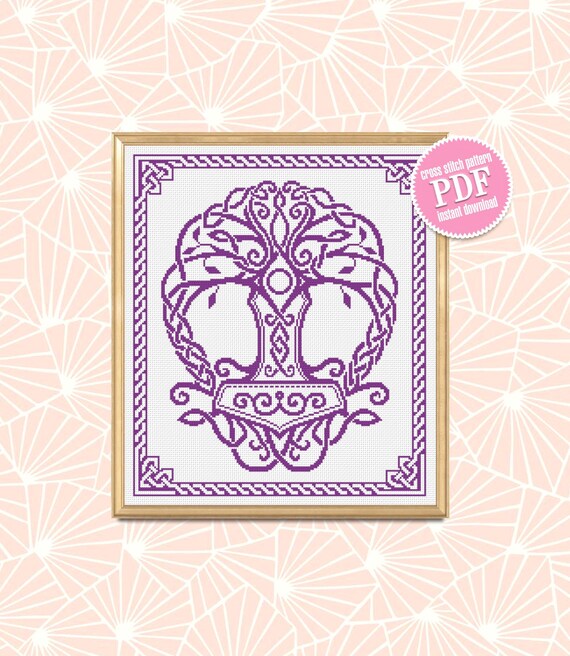 Thor Hammer Cross Stitch Pattern Download PDF Celtic Knot - Etsy