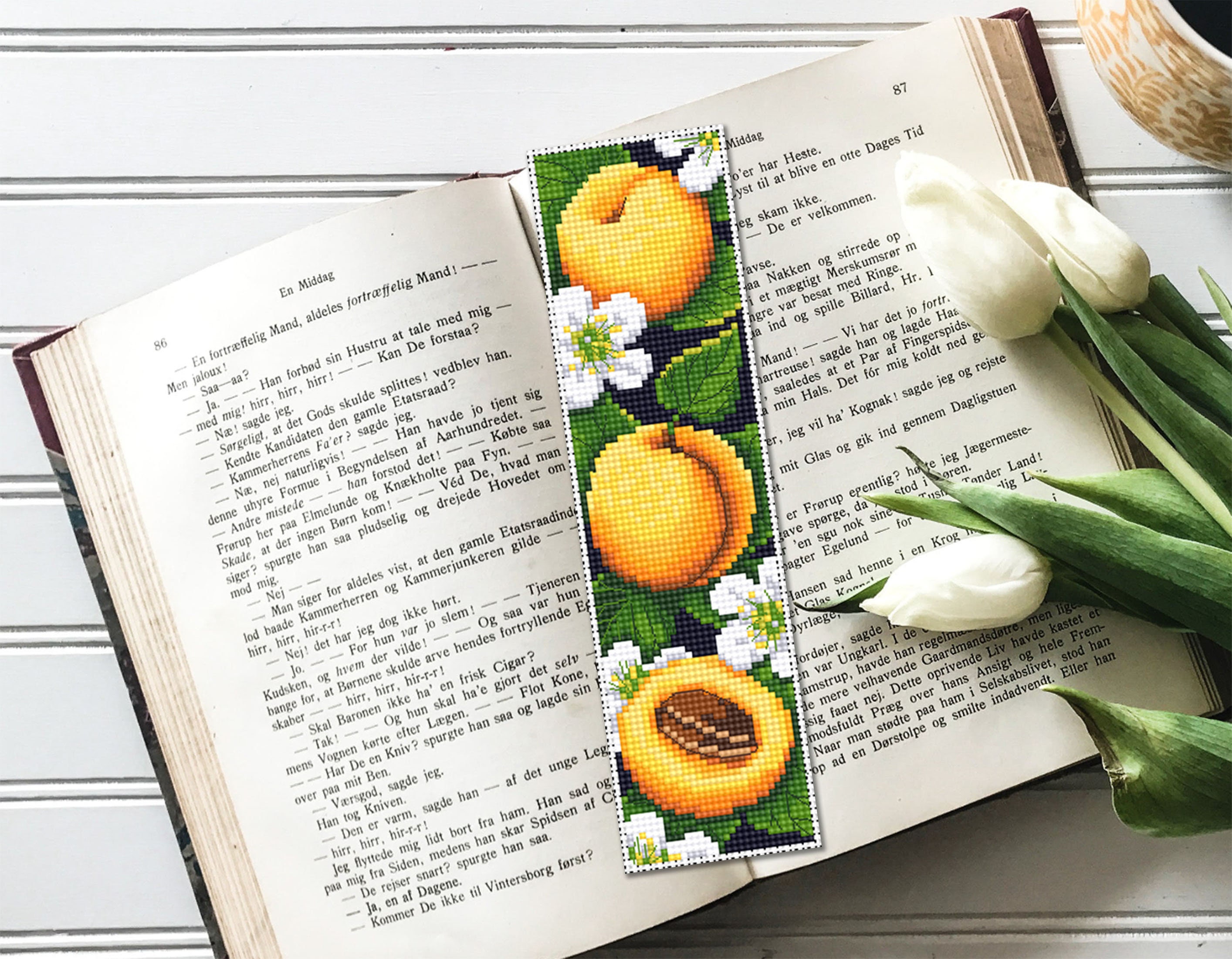 Apricot Bookmark Cross Stitch Pattern Download PDF Summer Fruit Cross ...