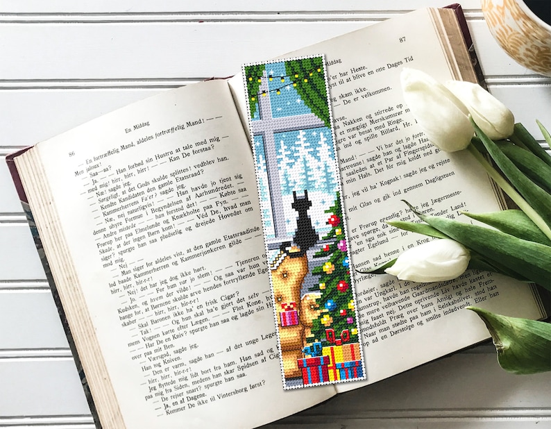 Cat Bookmark Cross Stitch Pattern Download PDF Christmas Handmade ...
