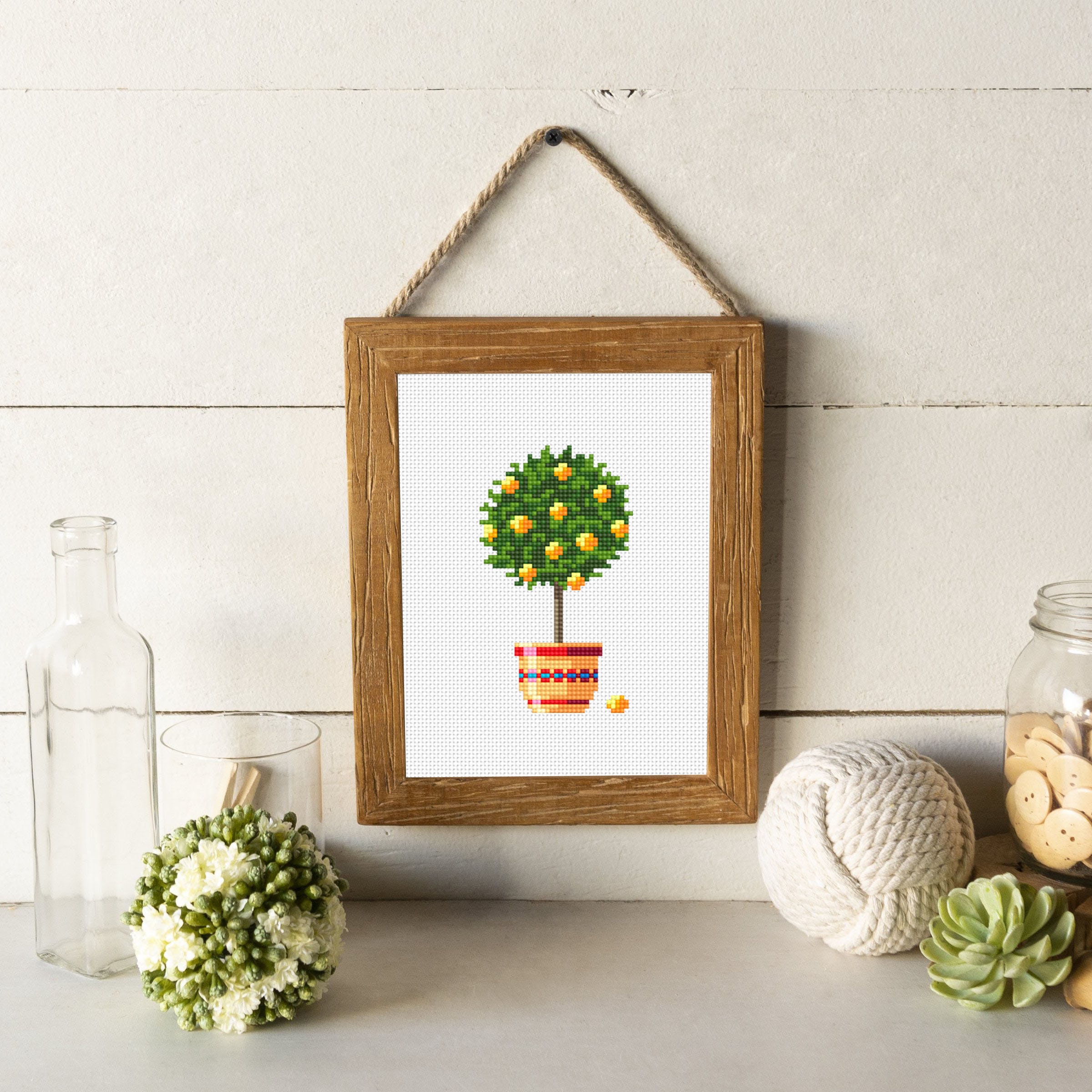 Lemon Tree Cross Stitch Pattern PDF Download Potted Plant - Etsy