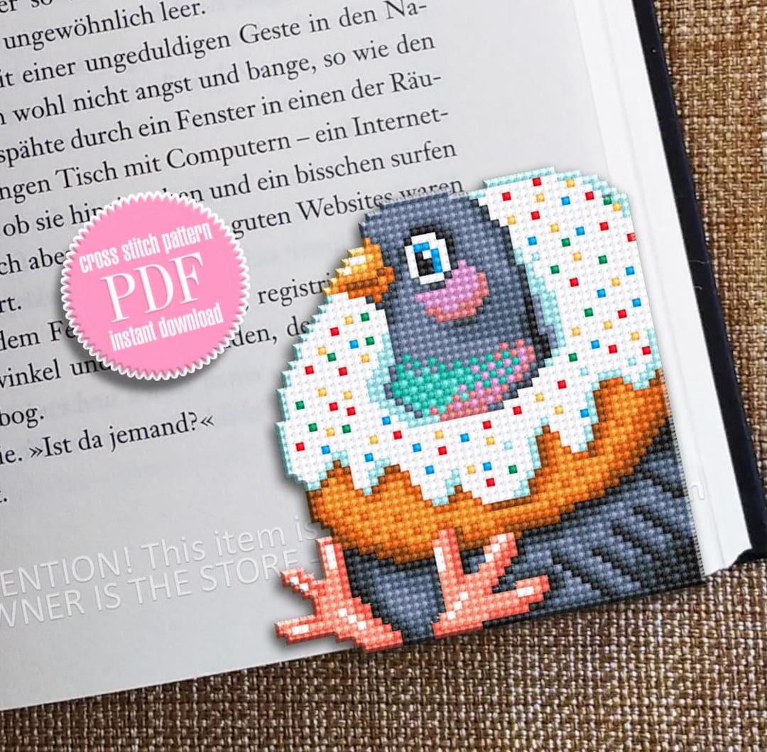 Pigeon Corner Bookmark Cross Stitch Pattern PDF Download Funny Pigeon ...