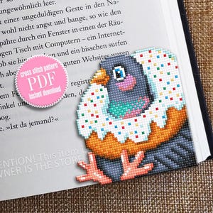 Pigeon Corner Bookmark Cross Stitch Pattern PDF Download Funny Pigeon ...