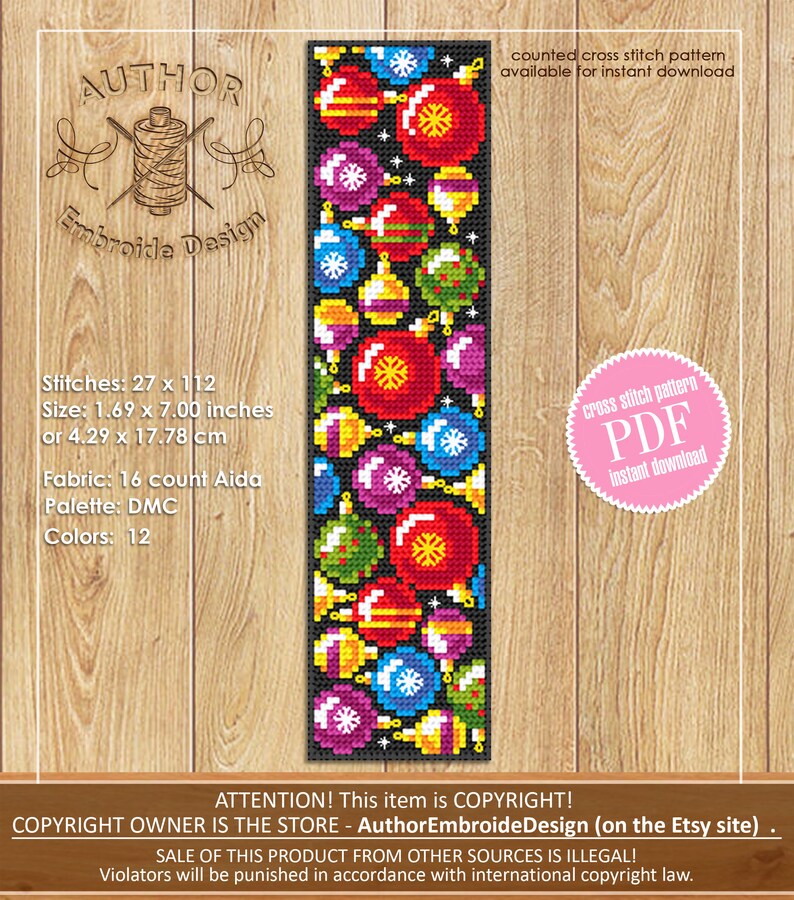 Holiday Bookmark Cross Stitch Pattern Download PDF Christmas - Etsy