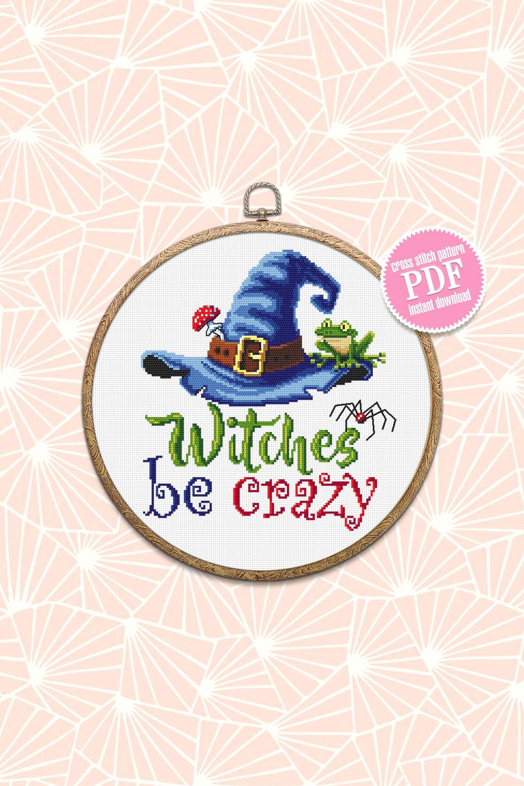 Witches Be Crazy Cross Stitch Pattern Download PDF Halloween - Etsy