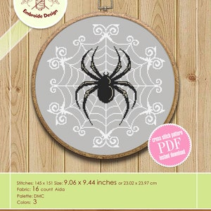Halloween Spider Cross Stitch Pattern Download PDF Spider Web Mandala ...
