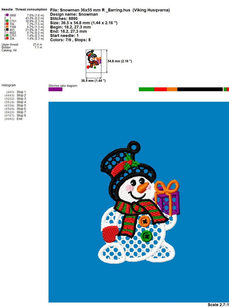 FSL Snowman Machine Embroidery Design Download - Earrings and Ornament ...