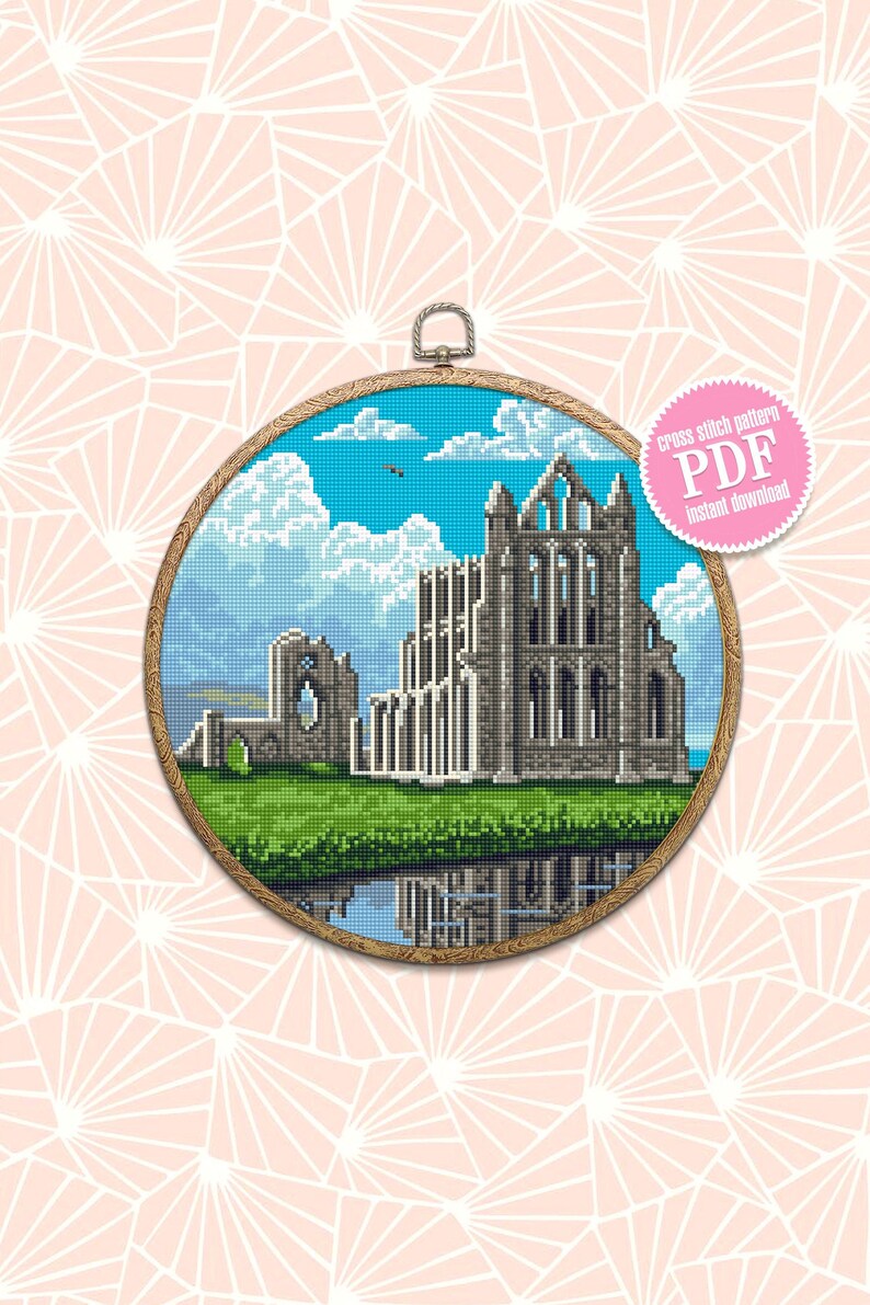Whitby Abbey Medieval Castle Cross Stitch Pattern Download PDF - Etsy